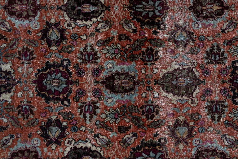 Antique Tribal Persian Varamin Rug, Colorful Palette, Allover Field ...