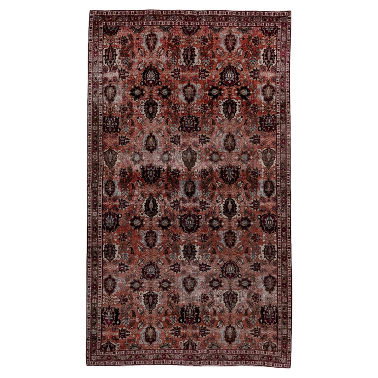 Antique Tribal Persian Varamin Rug, Colorful Palette, Allover Field ...