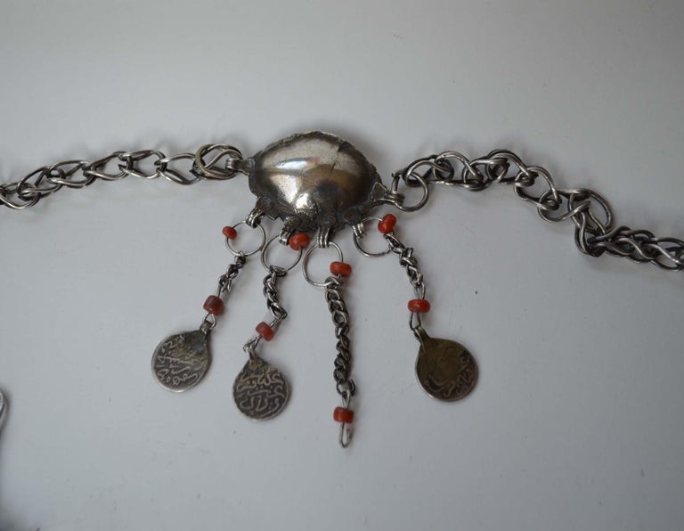 Antique Tribal Silver Complete Kabyle Berber Fibula Brooch Necklace For ...
