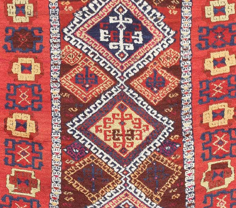 Antique Tribal Turkish Yuruk Rug. Size: 3 ft 4 in x 8 ft 4 in (1.02 m x ...