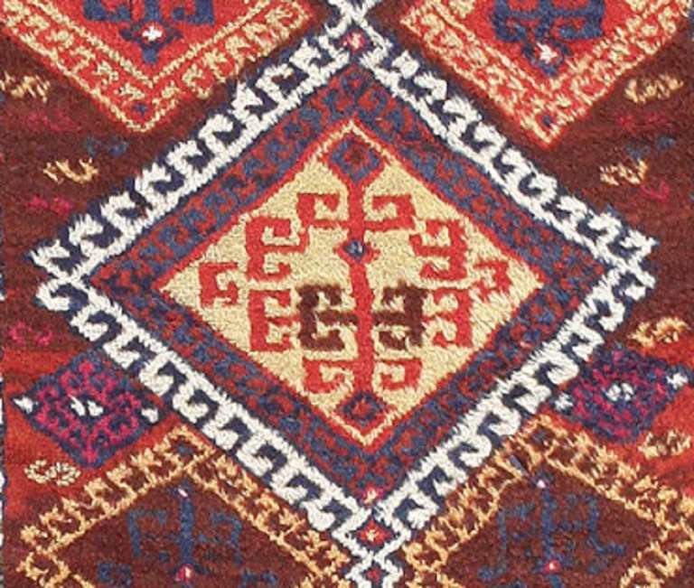 Antique Tribal Turkish Yuruk Rug. Size: 3 ft 4 in x 8 ft 4 in (1.02 m x ...