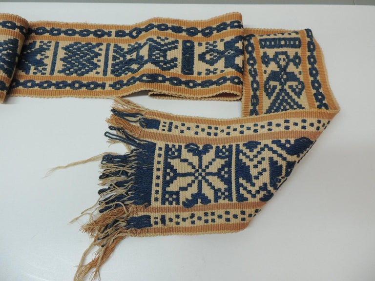Antique Tribal Yellow and Blue Woven Turkish Sash For Sale at 1stDibs ...