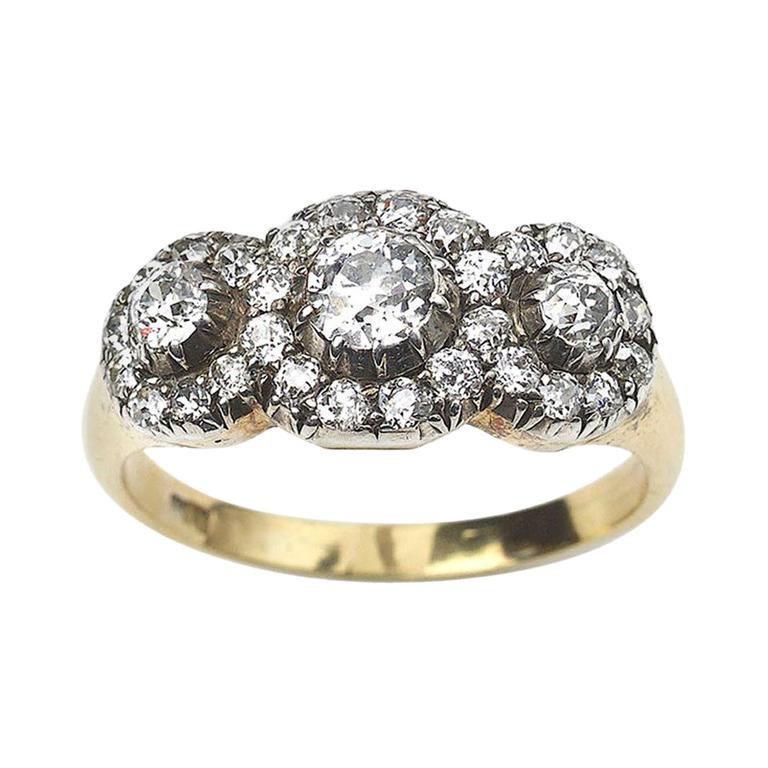 Antique Triple Cluster Diamond 1.60 Carat Ring, Circa 1870 For Sale at ...