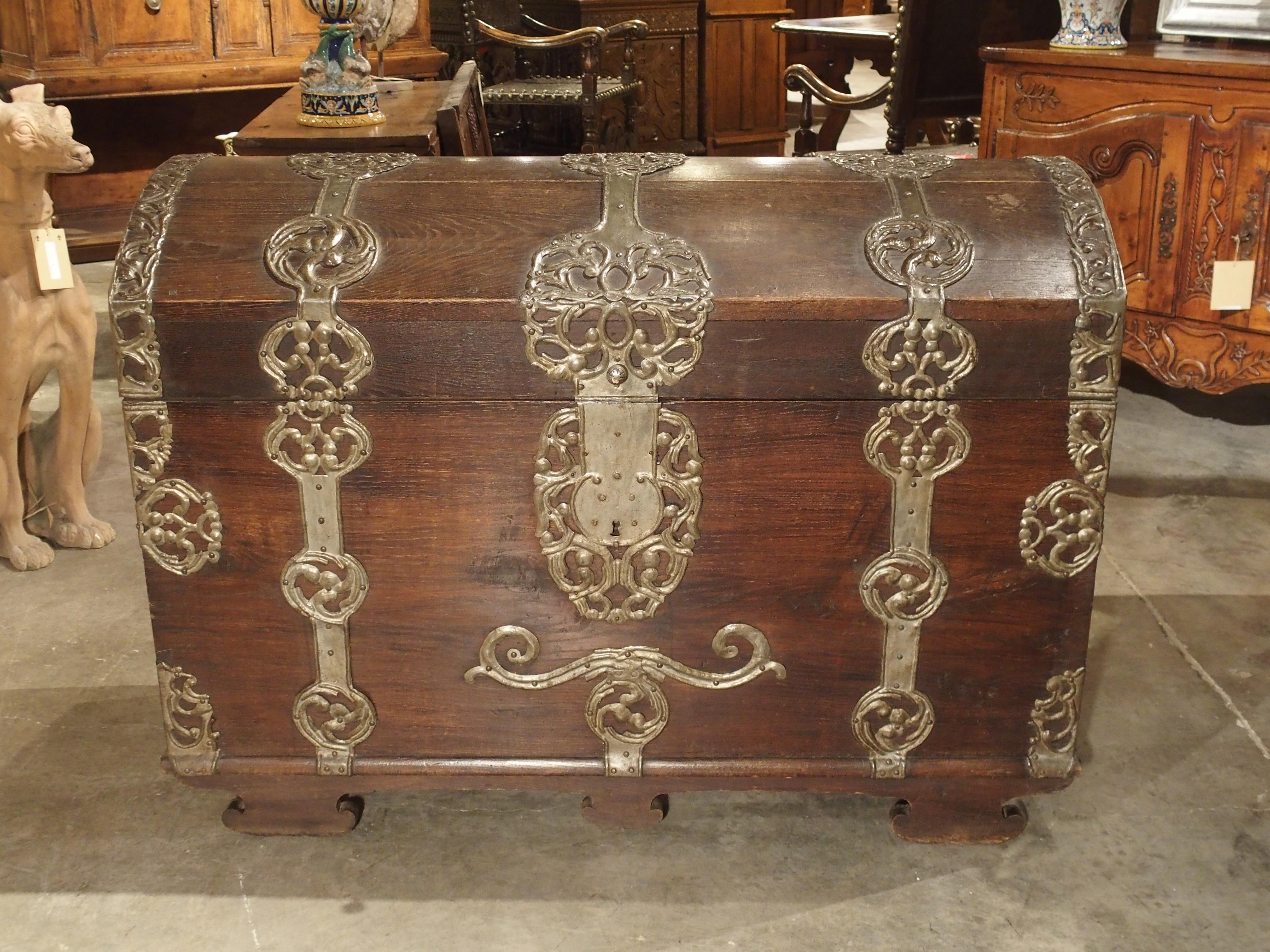 Antique Trunk with Polished Wrought Iron Strappings, Northern Germany ...