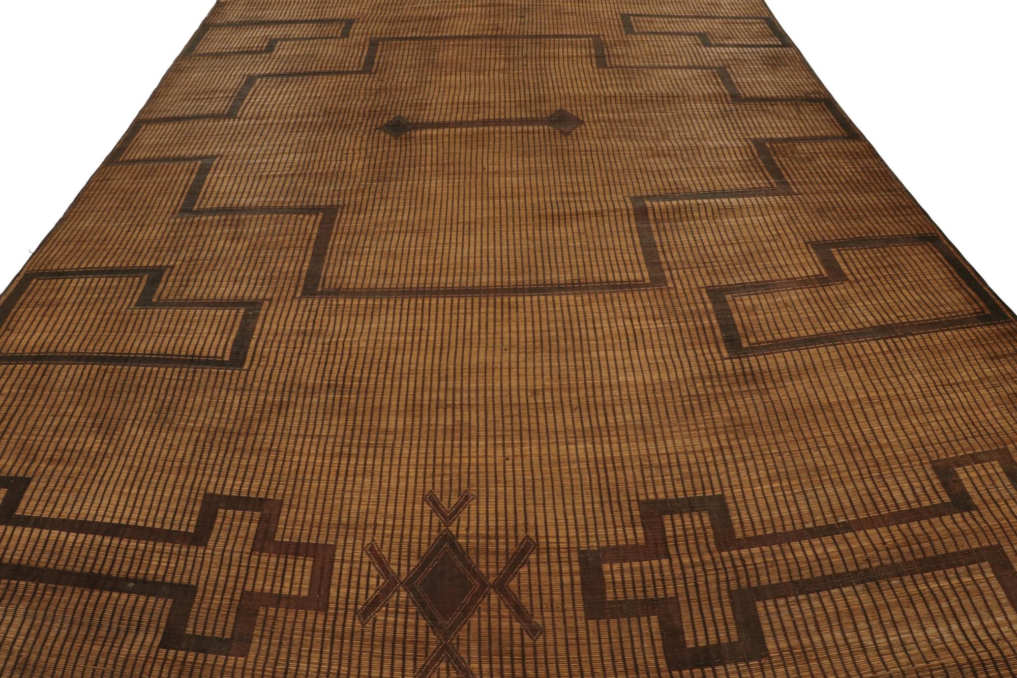 Antique Tuareg Mat Moroccan Rug with Brown Geometric Patterns, from Rug ...