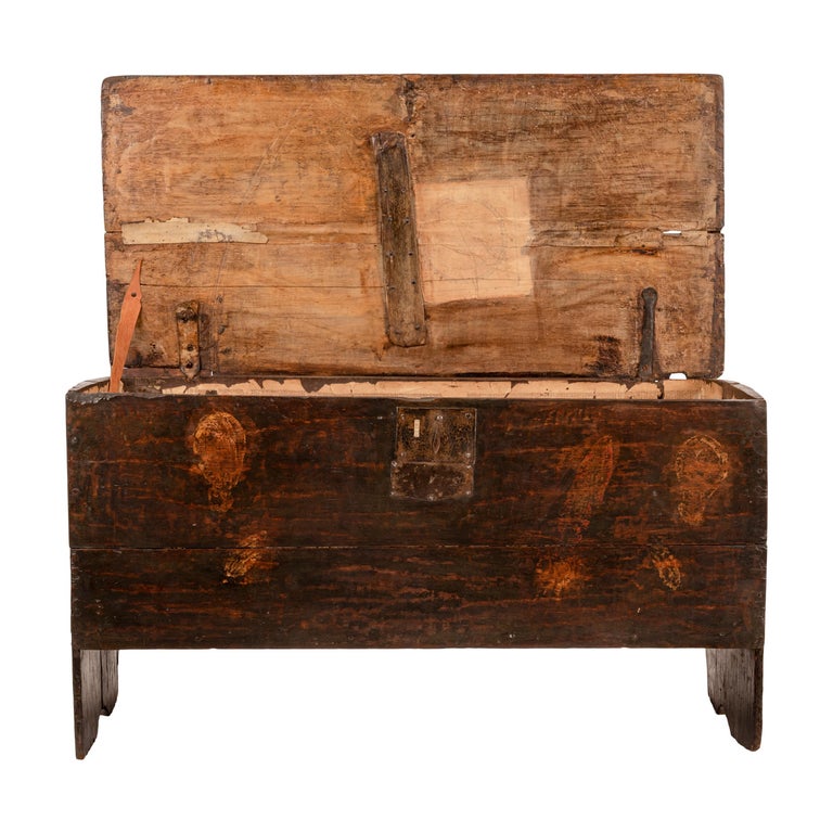 Antique Tudor Elizabethan Henry VIII Oak Sword Six Plank Coffer Chest ...