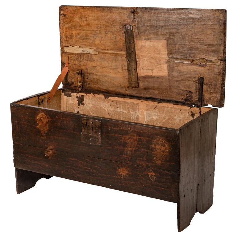 Antique Tudor Elizabethan Henry VIII Oak Sword Six Plank Coffer Chest ...