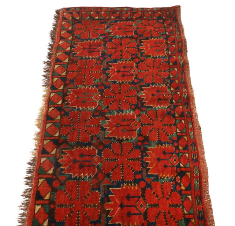 Antique Turkeman Red and Green Wool Rug Geometric Pattern by Rug and ...