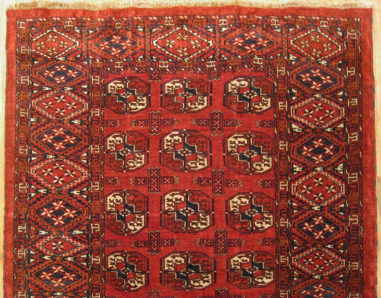 Antique Turkestan Turkman Rug, in Small Size, with Repeating Design For ...