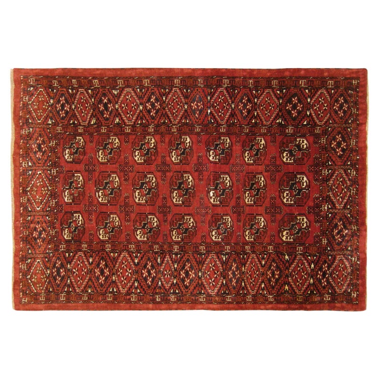 Antique Turkestan Turkman Rug, in Small Size, with Repeating Design For ...