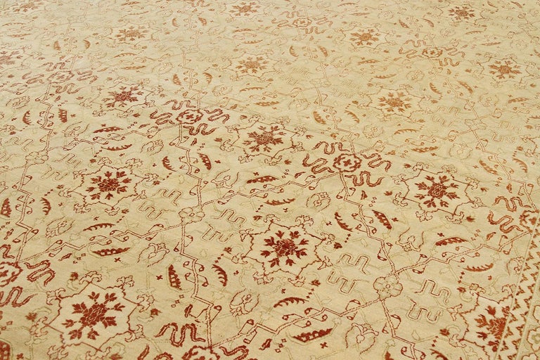 Antique Turkish Agra Rug with Beige and Red Botanical Field For Sale at ...