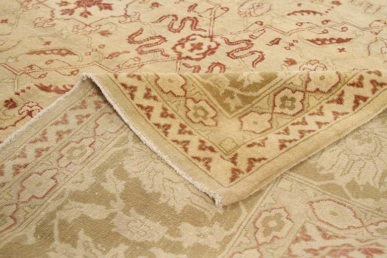 Antique Turkish Agra Rug with Beige and Red Botanical Field For Sale at ...