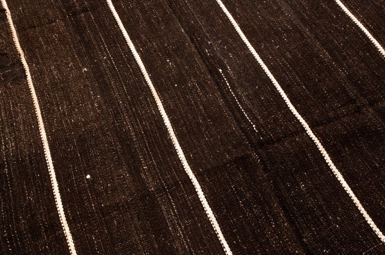 Antique Turkish Brown and Beige Geometric Wool Kilim Rug For Sale at ...