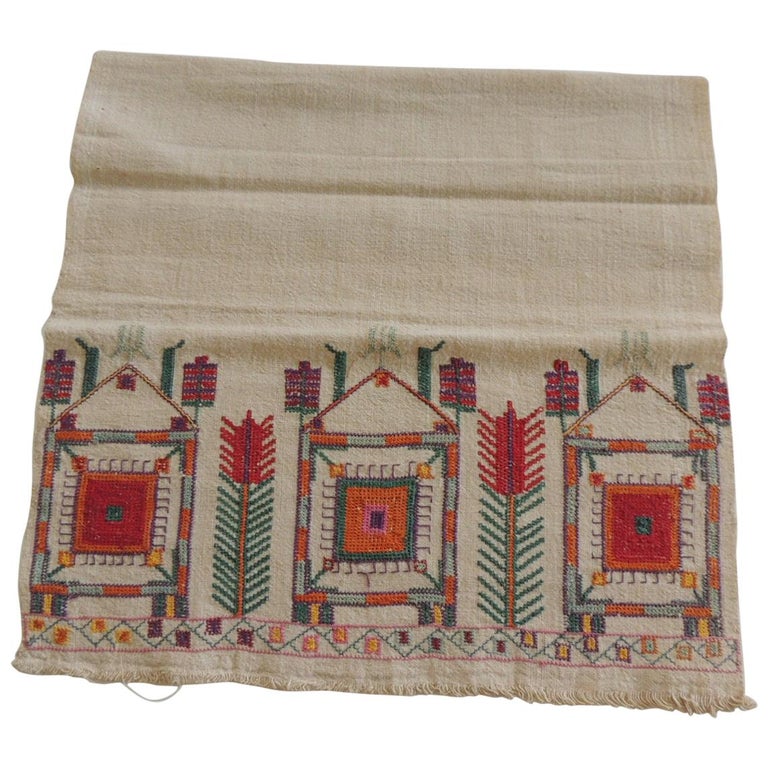 Antique Turkish Embroidered Colorful Textile at 1stDibs