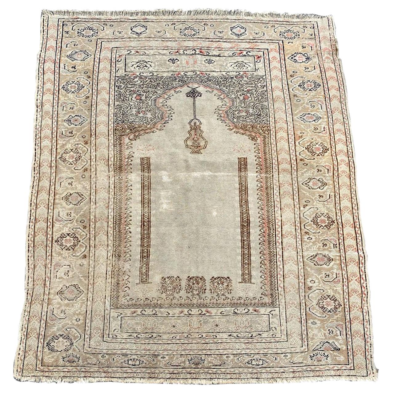 Vintage Turkish Oushak Rug, Turkish Prayer Rug For Sale at 1stDibs