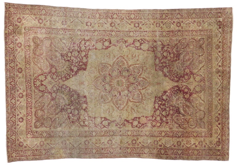 Antique Turkish Hereke Rug with Art Nouveau Style in Muted Colors For ...