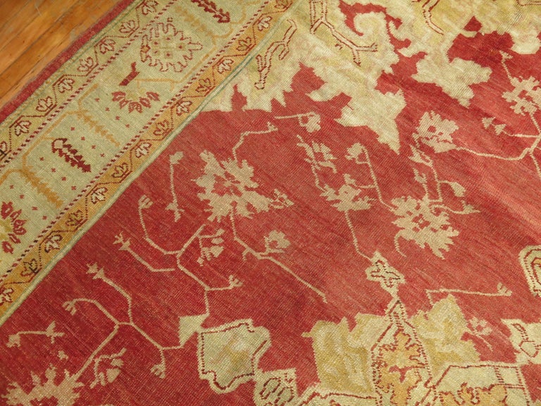 Red Antique Turkish Oushak Rug For Sale at 1stDibs