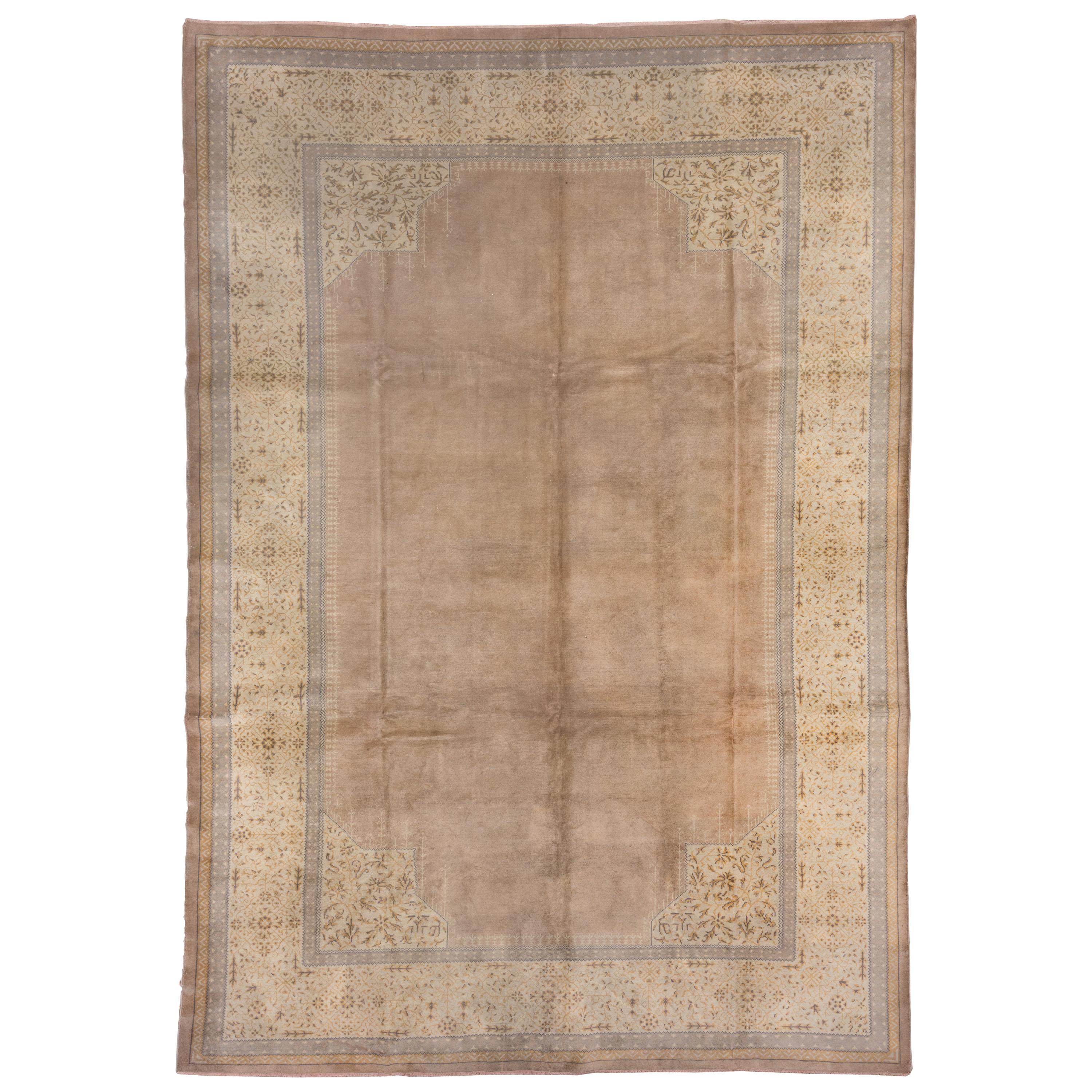 Antique Oushak Rug, Ivory Field, circa 1920s For Sale at 1stDibs