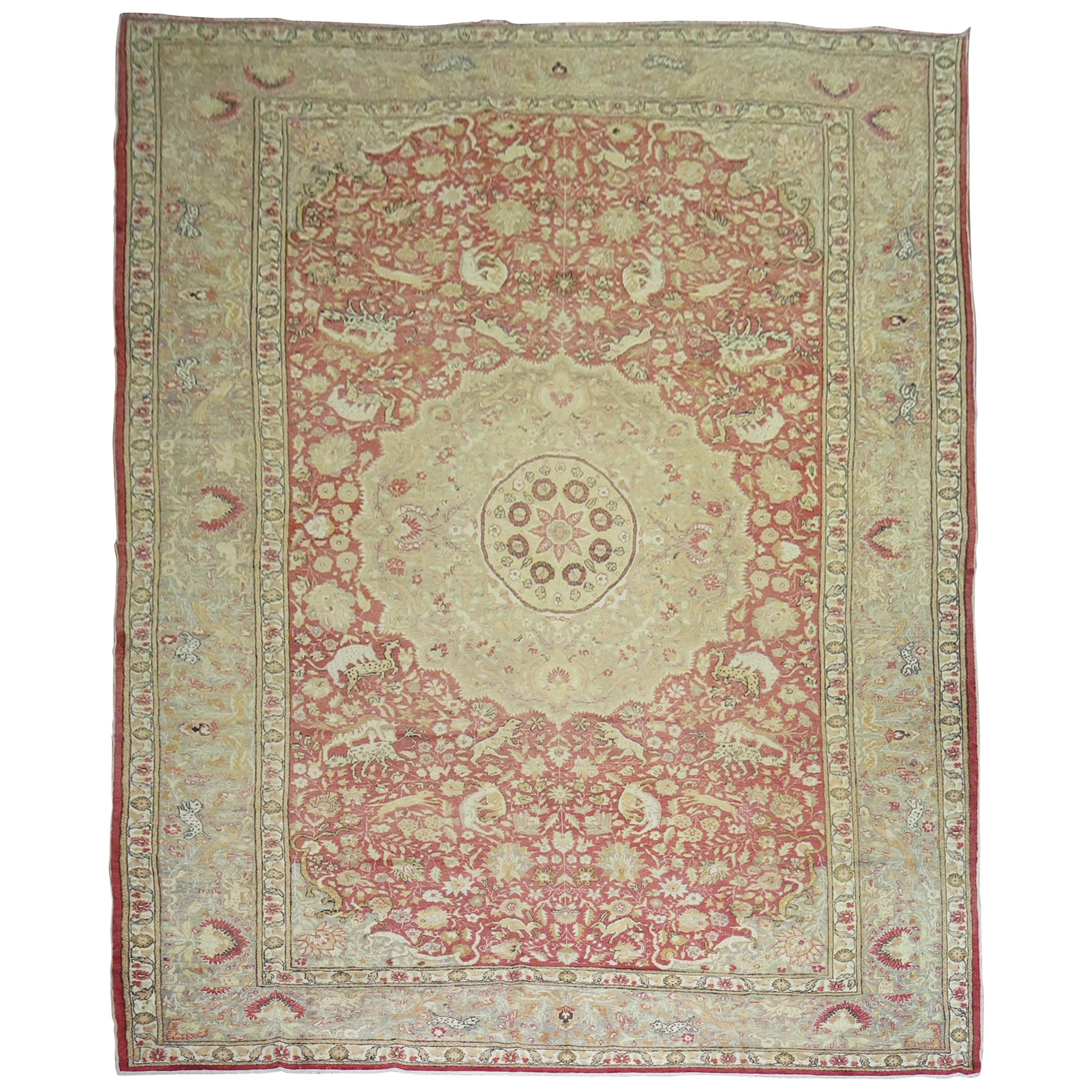 Antique Turkish Kayseri Pictorial Rug For Sale at 1stDibs