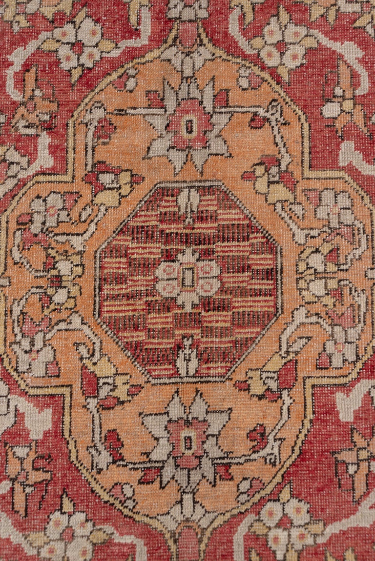Antique Turkish Red Oushak Rug, Shabby Chic, Distressed, Red and Ivory ...