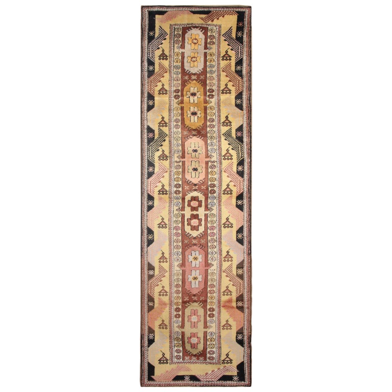 Antique Turkish Rug Runner from Milas, Traditional Gold Runner Rugs for ...
