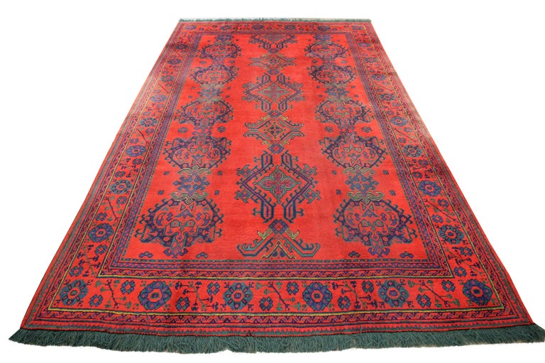 Antique Turkish Ushak Rug Handwoven Oriental Red Wool Carpet For Sale ...