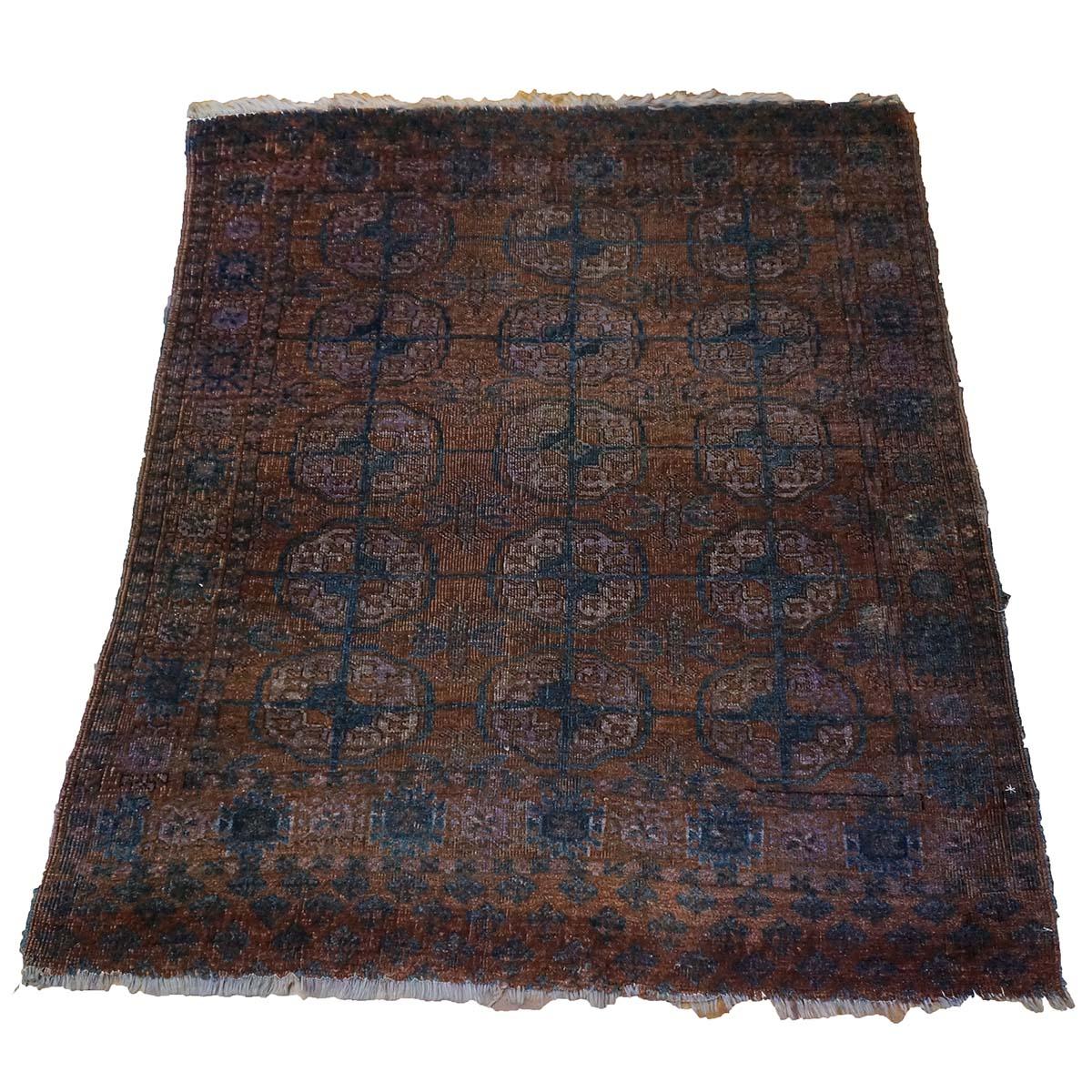 Antique Turkmen Bokhara Overdye 2x3 Sangria Purple and Blue Handmade ...