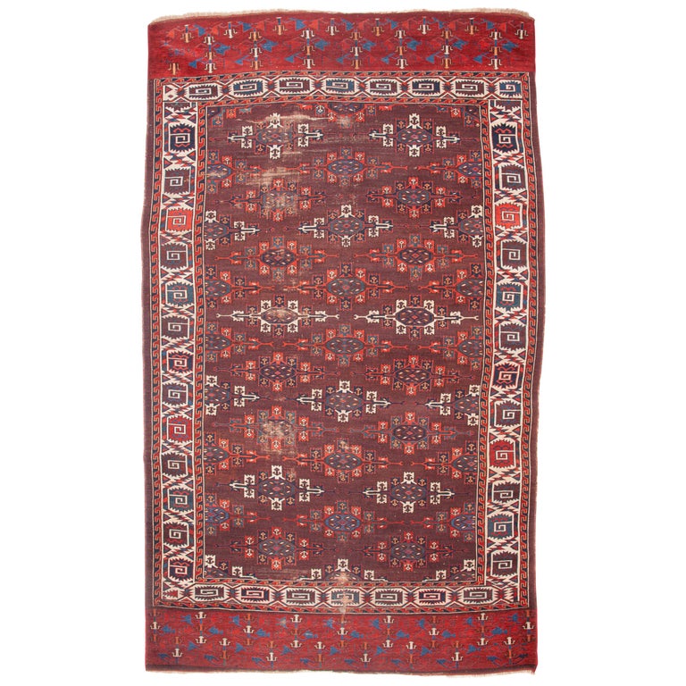 Antique Turkmen Yomud Tribe, Kepse Gul Design Main Rug, Mid-19th ...