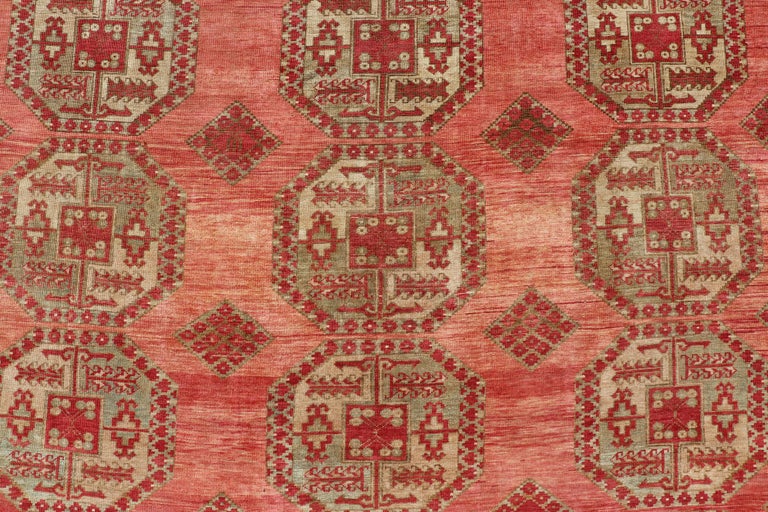Antique Turkomen Ersari Rug with Repeating Gul Design For Sale at 1stDibs