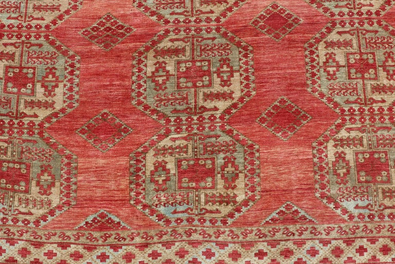 Antique Turkomen Ersari Rug with Repeating Gul Design For Sale at 1stDibs
