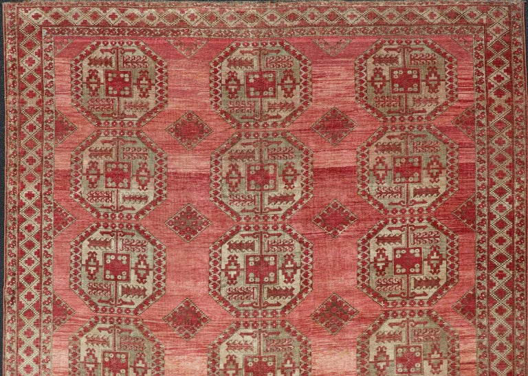Antique Turkomen Ersari Rug with Repeating Gul Design For Sale at 1stDibs