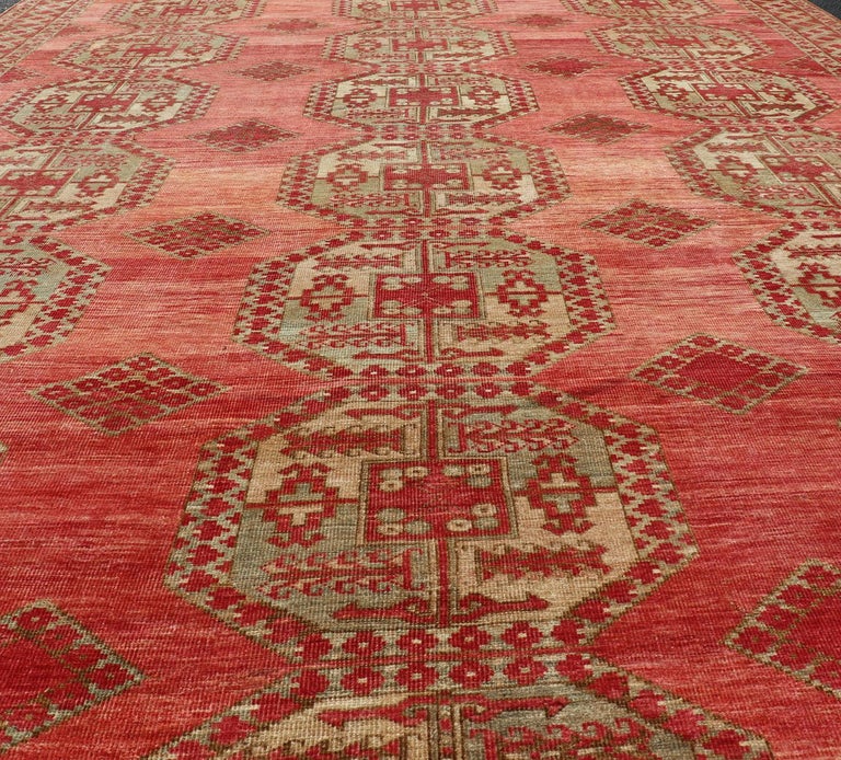 Antique Turkomen Ersari Rug with Repeating Gul Design For Sale at 1stDibs