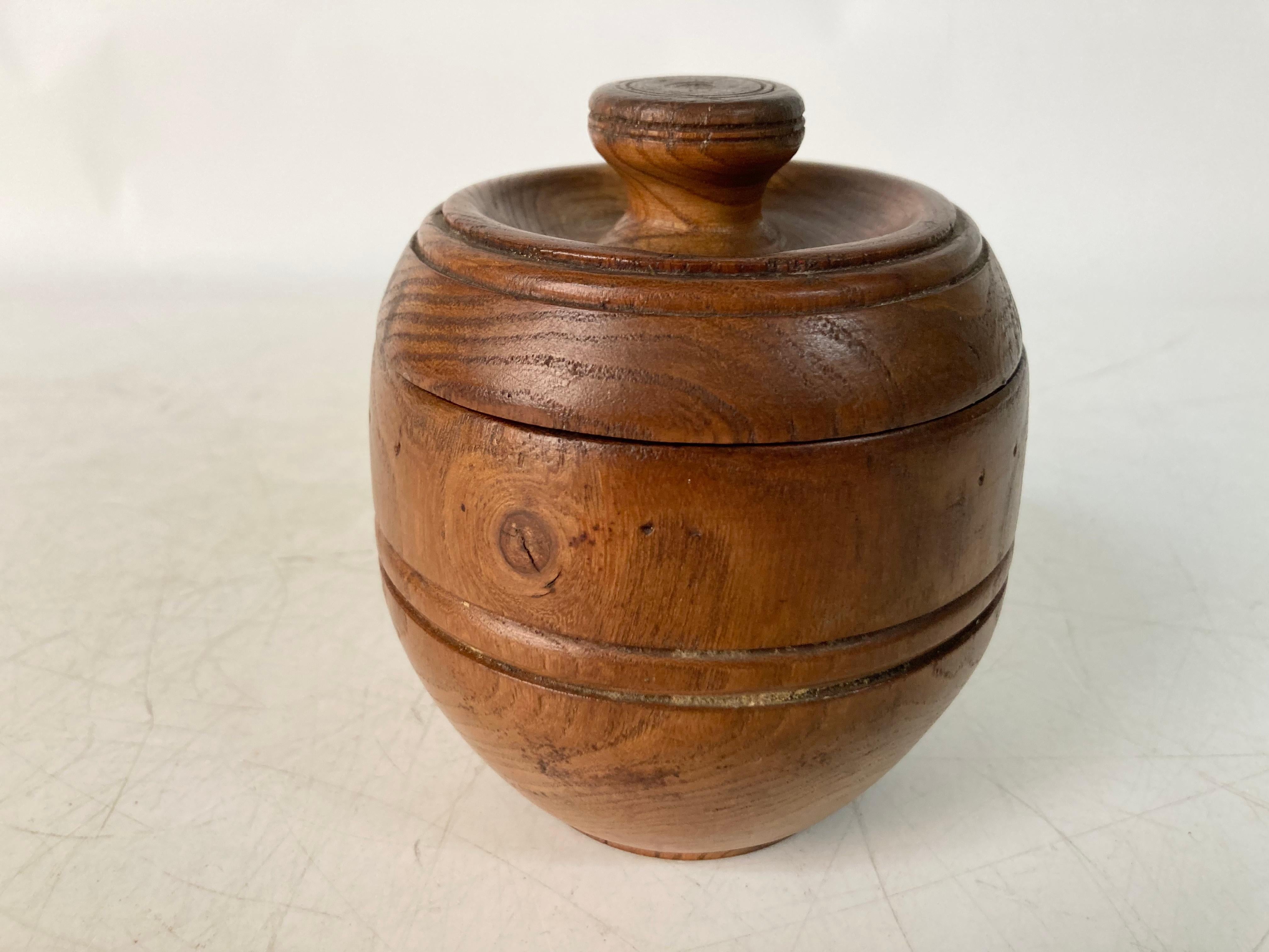 Antique Turned Hardwood Treen Tobacco Box For Sale at 1stDibs