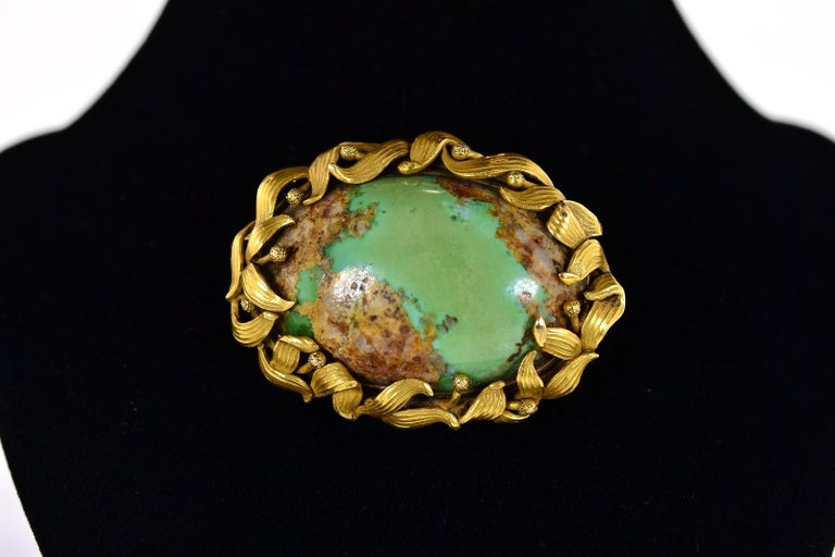 Antique Turquoise and Gold Brooch For Sale at 1stDibs