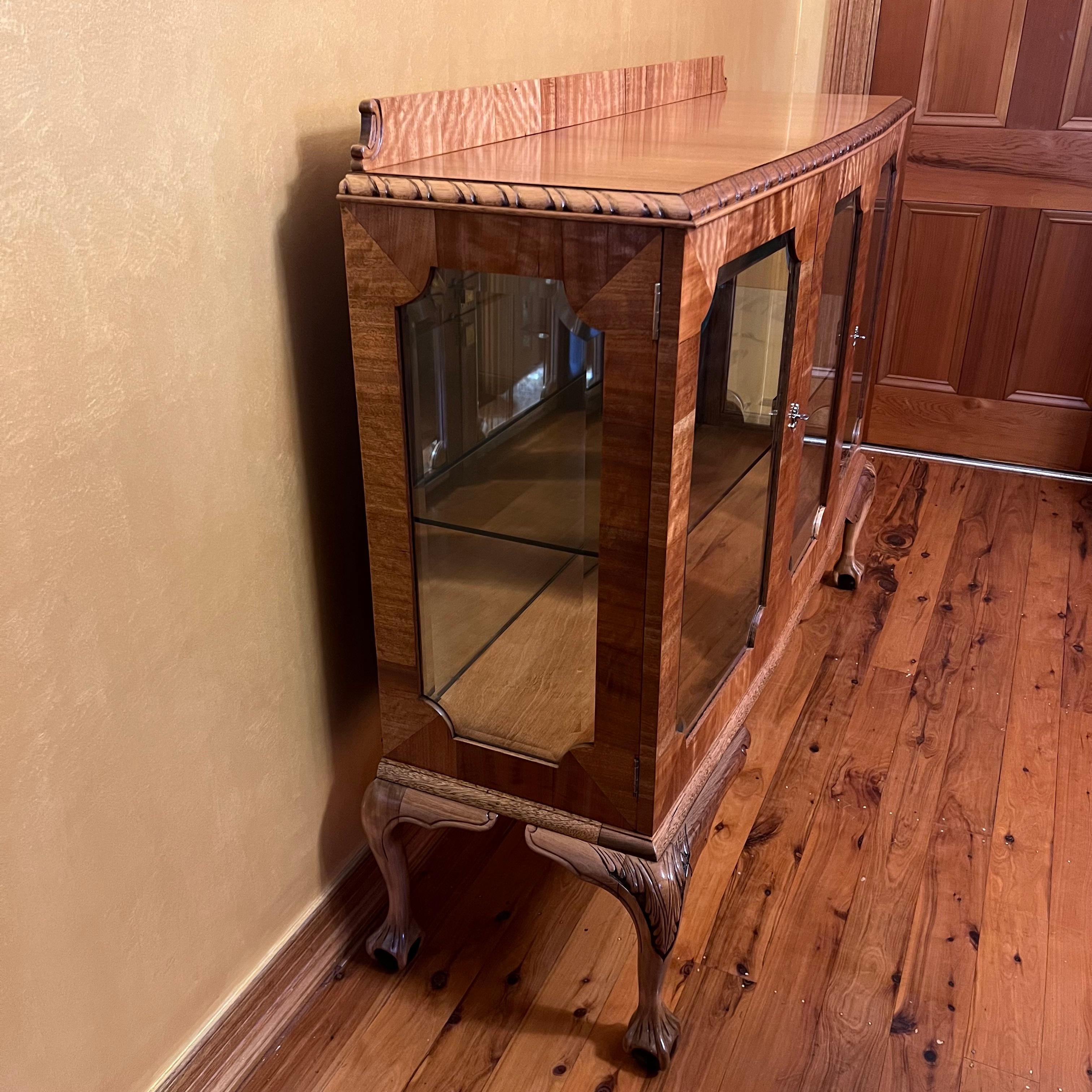 Antique Two Door Display Cabinet with Ball and Claw Feet For Sale at ...