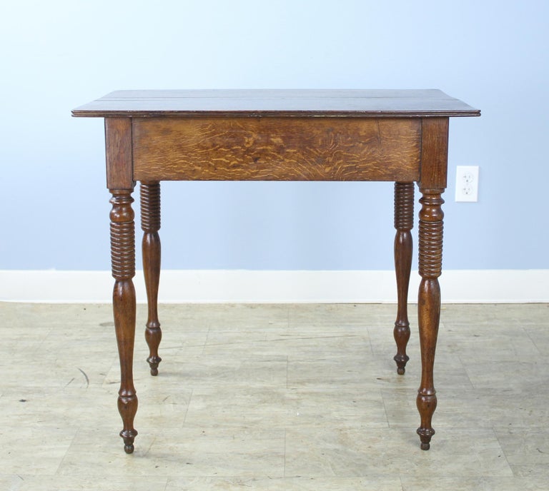 Antique Two Drawer Oak Side Table with Turned Legs at 1stDibs