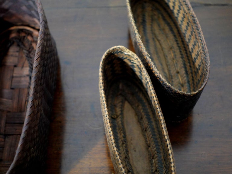 Antique Two Japanese Woven Bamboo Strip Boxes For Sale at 1stDibs
