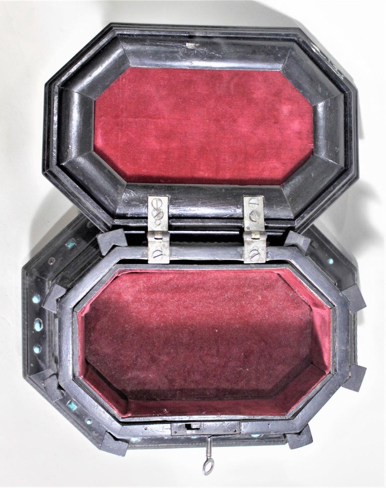 Antique Two Tiered Jewelry Casket or Box with Inaid Stones and ...