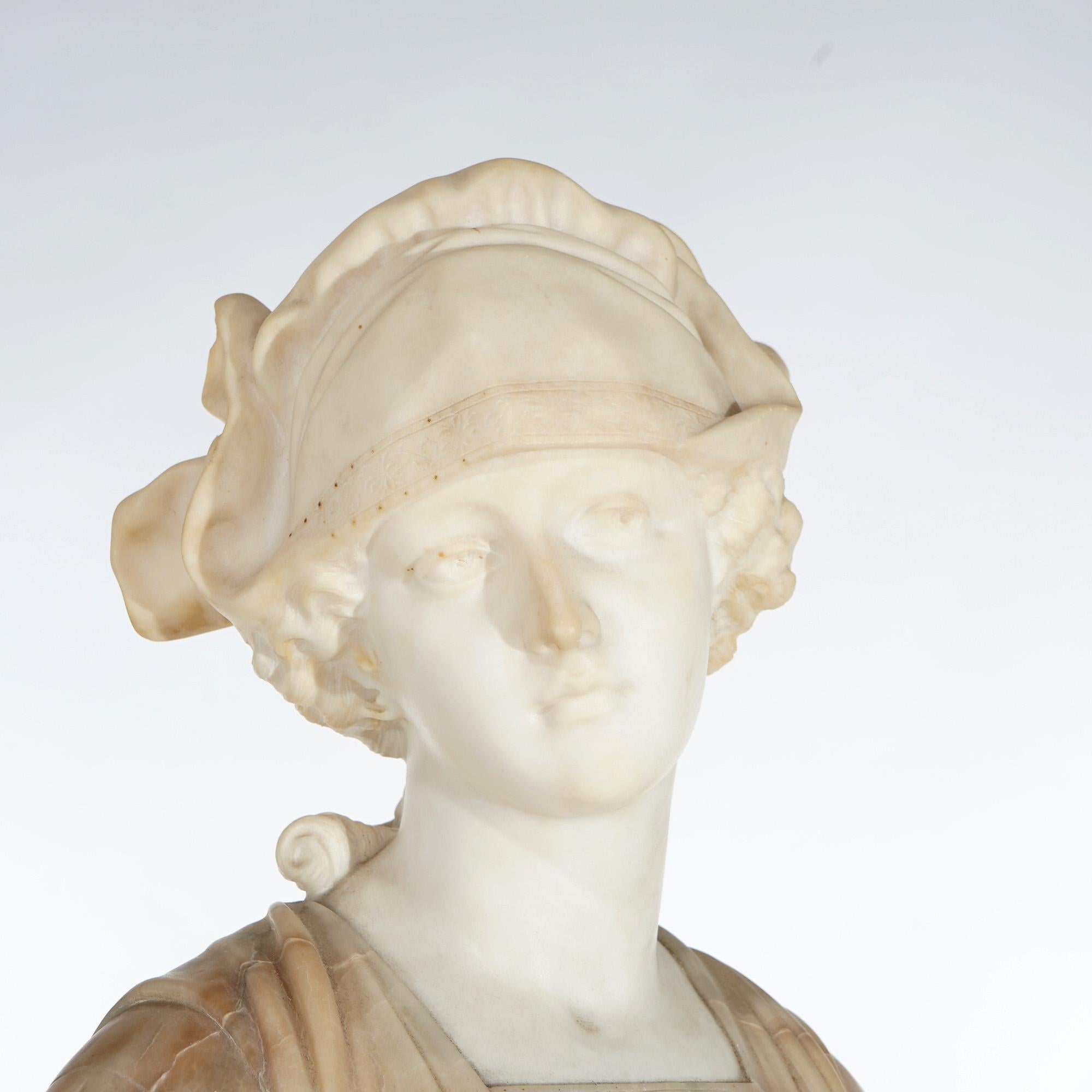 Antique Two-Tone Rouge Alabaster Portrait Sculpture of a Woman and ...