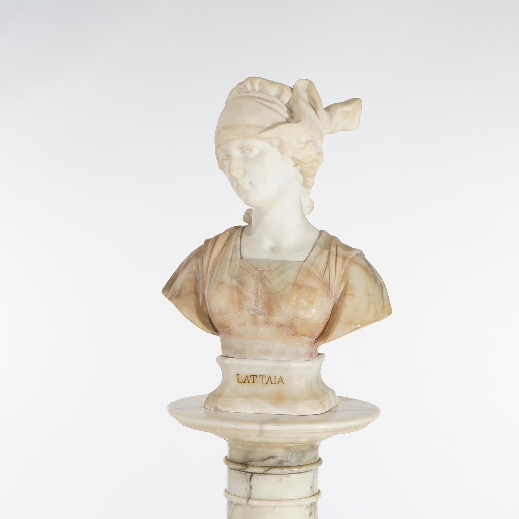 Antique Two-Tone Rouge Alabaster Portrait Sculpture of a Woman and ...