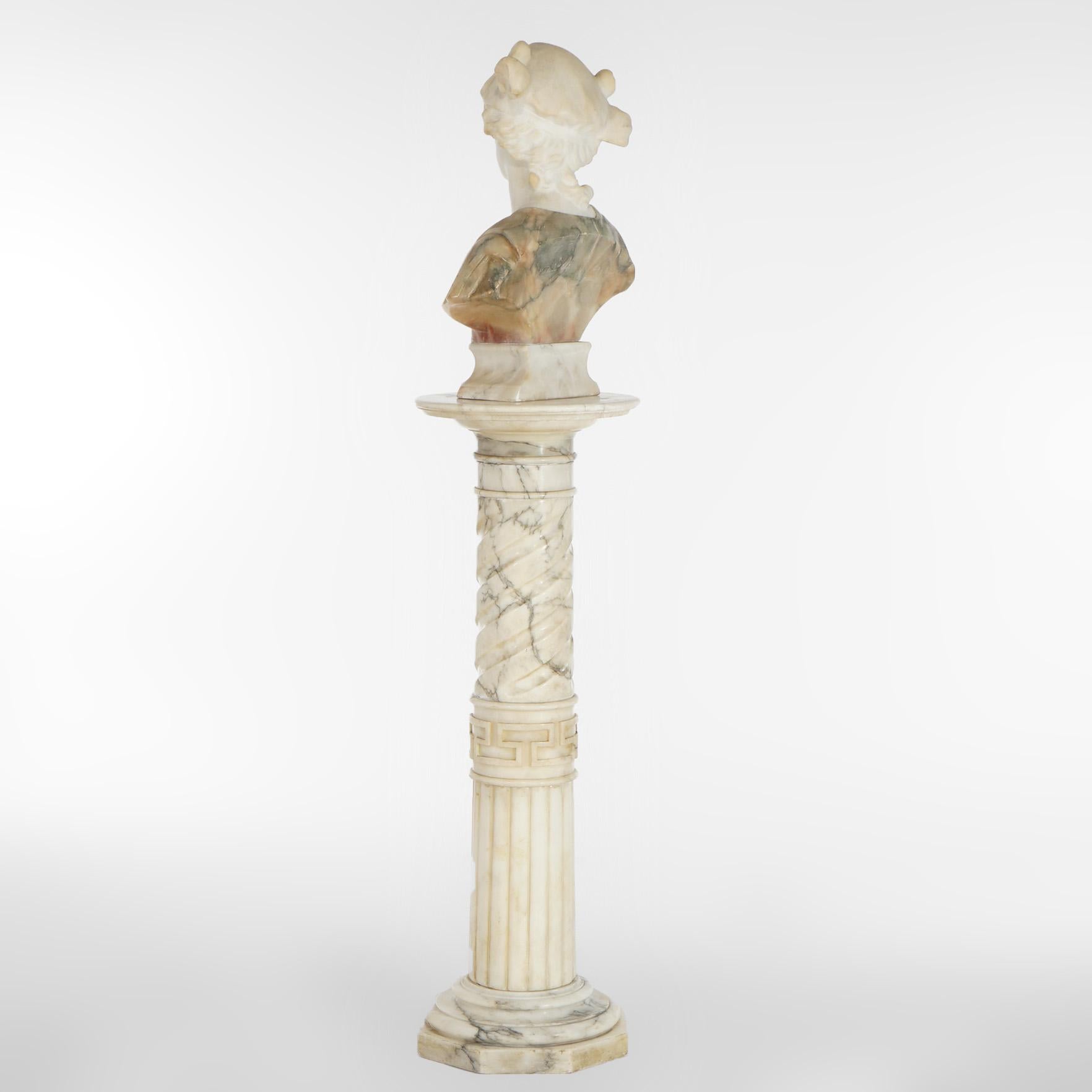 Antique Two-Tone Rouge Alabaster Portrait Sculpture of a Woman and ...