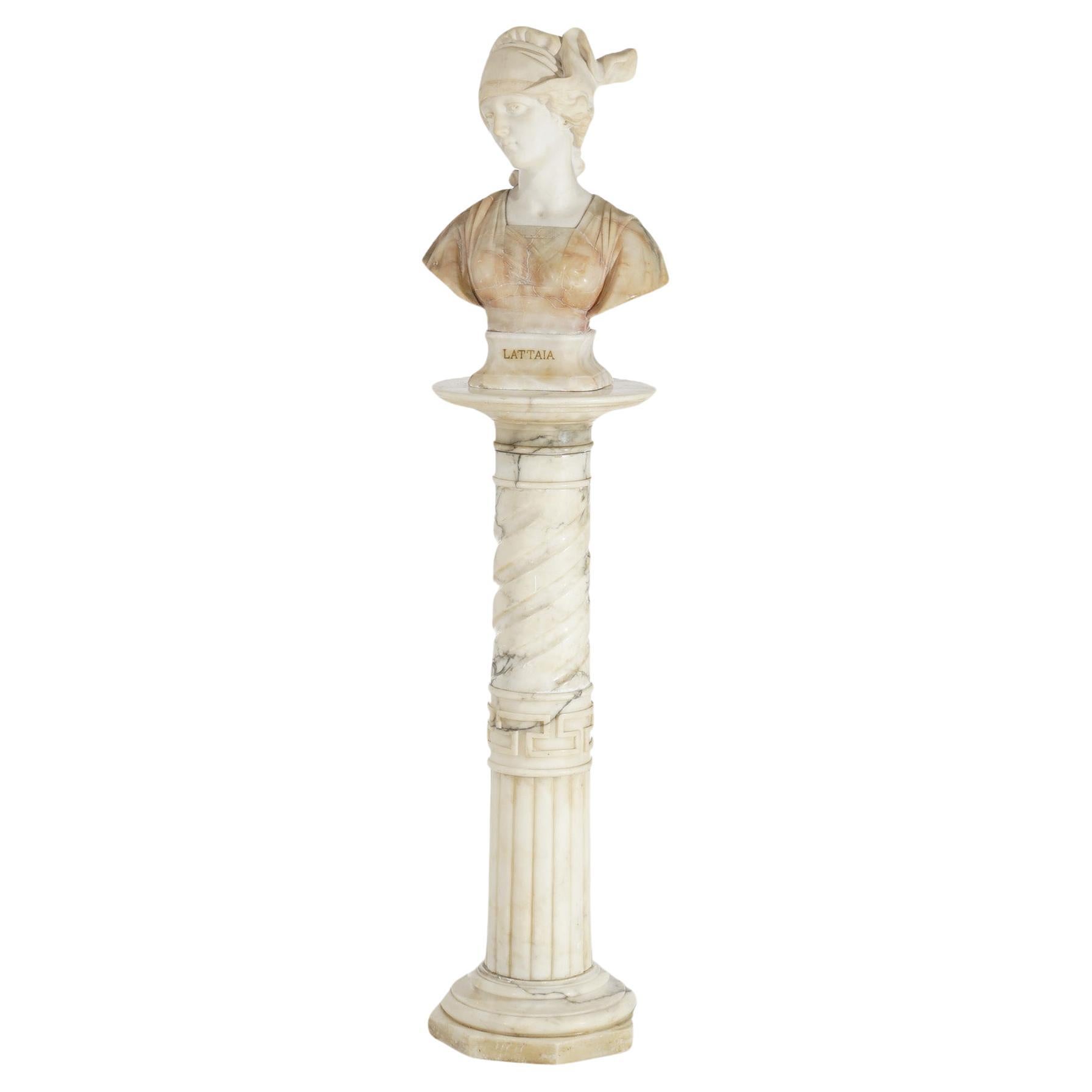 AntiqNeoclassical Carved Alabaster Three Graces Sculptural Lamp and ...