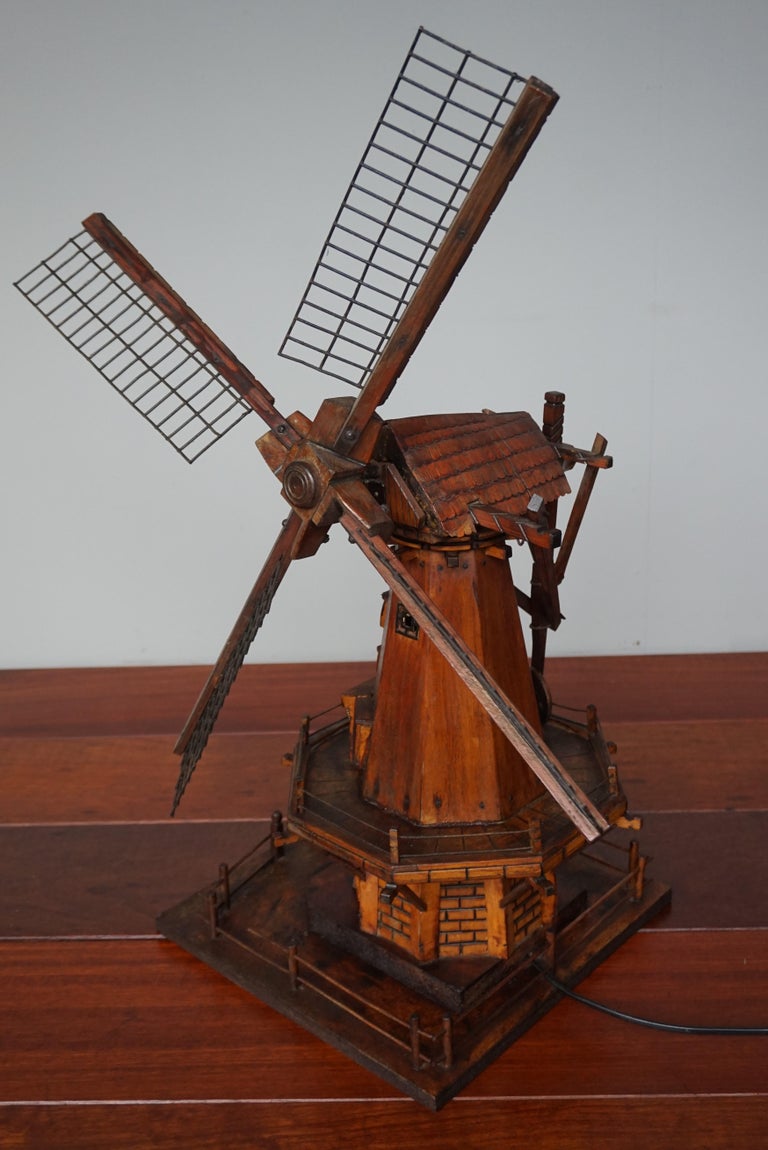 Antique and Unique Early 1900s Dutch Folk Art Scale Model Windmill w ...