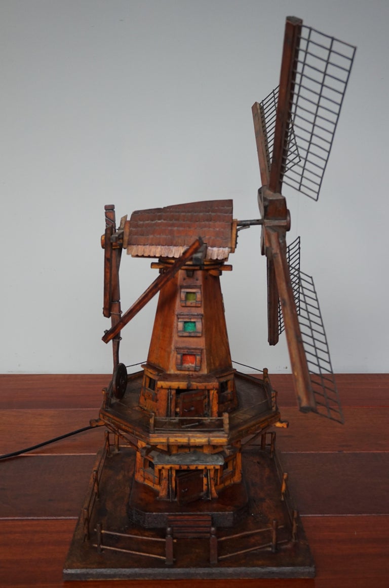 Antique and Unique Early 1900s Dutch Folk Art Scale Model Windmill w ...