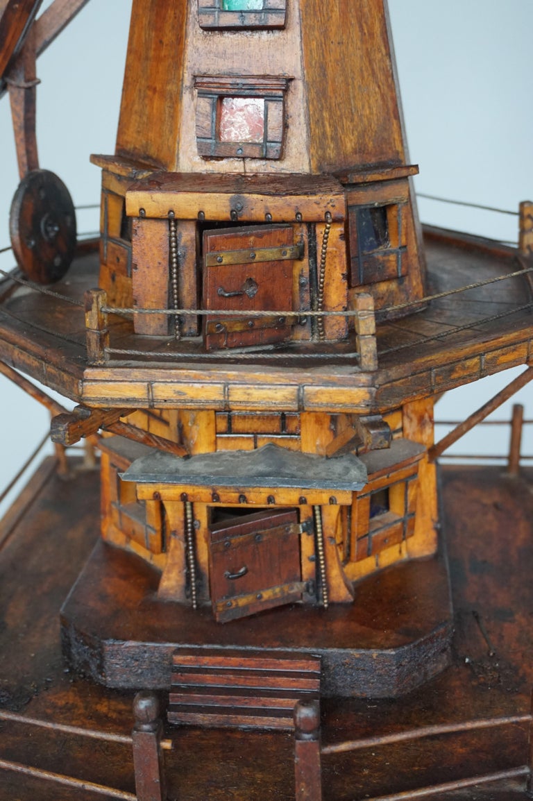 Antique and Unique Early 1900s Dutch Folk Art Scale Model Windmill w ...