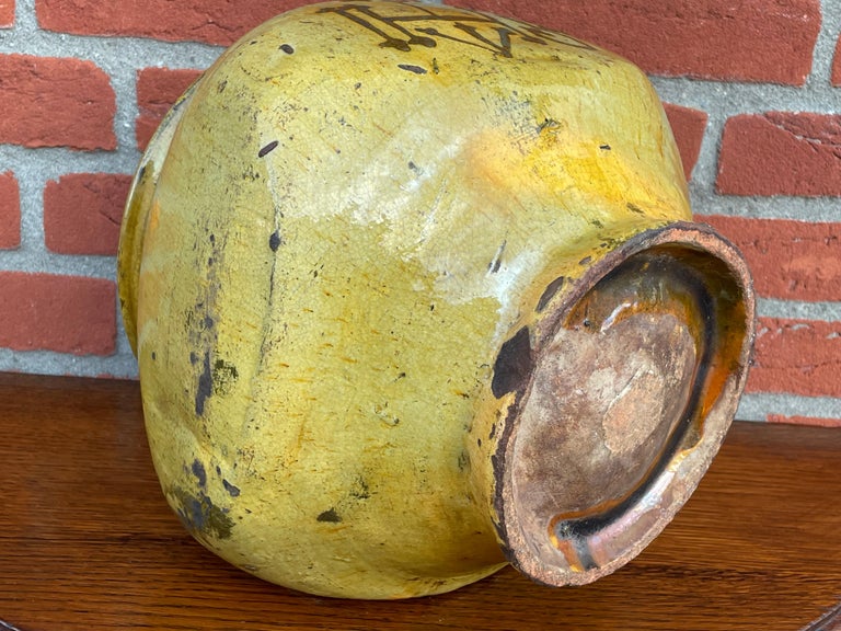 Antique and Unique Glazed Earthenware Pot W. Gothic Christogram ...