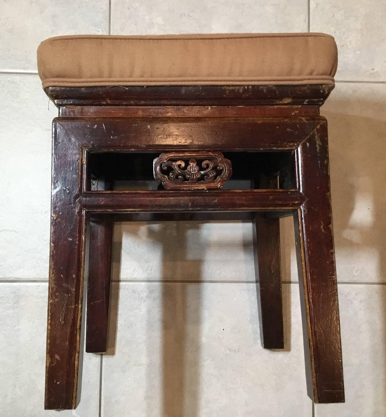 Antique Upholstered Chinese Stool at 1stDibs