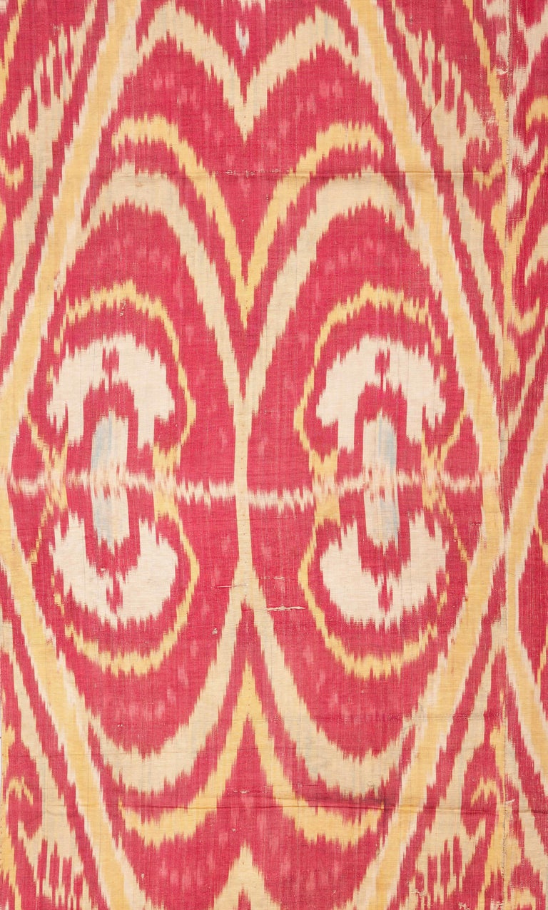 Antique Uzbek Silk Warp Cotton Weft Ikat Panel 19th Century For Sale at ...