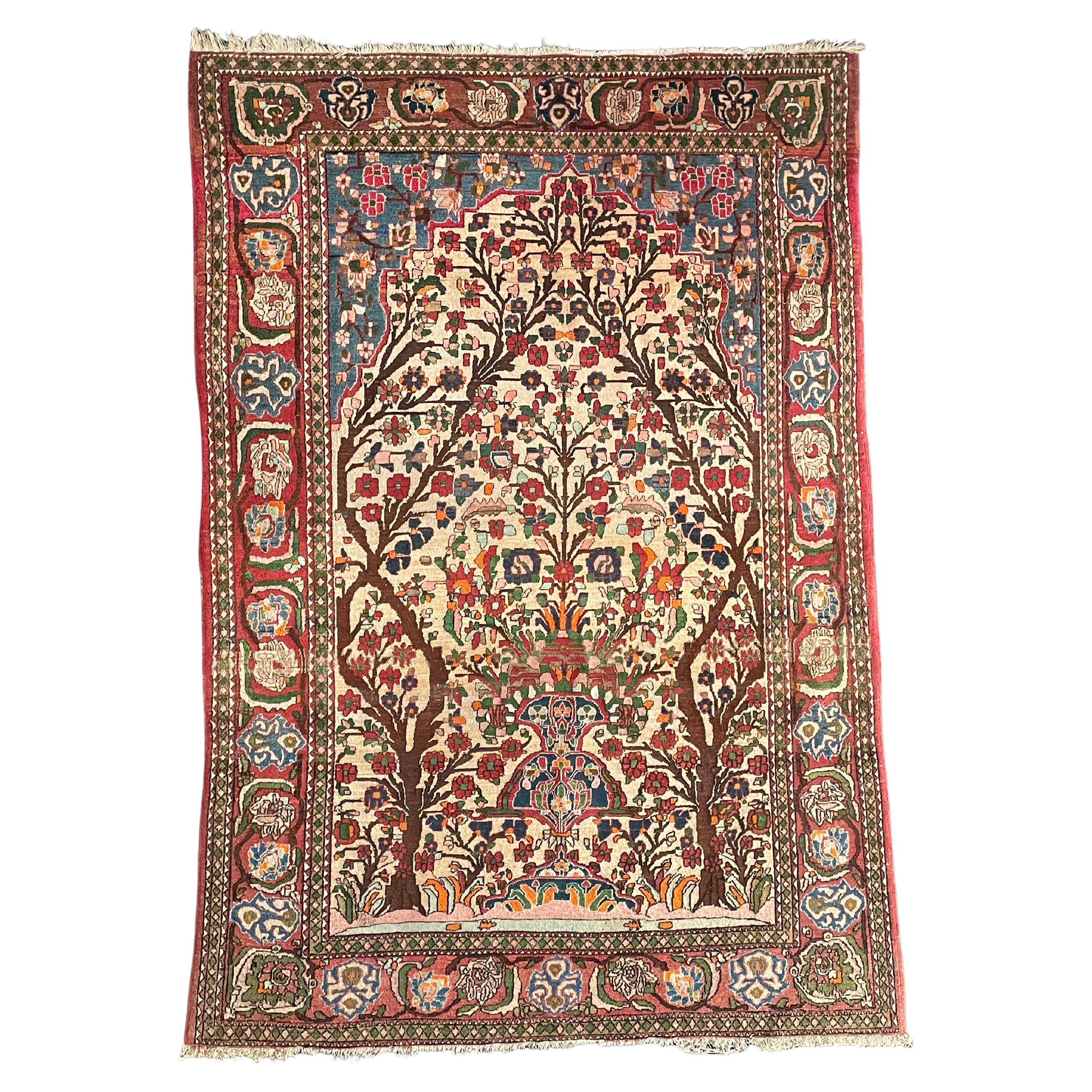 Antique Vase Design Persian Prayer Rug at 1stDibs