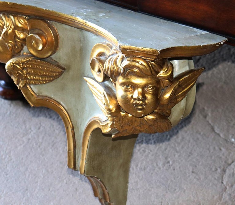 Antique Venetian Architectural Painted and Gilded Putti Wall Shelf ...